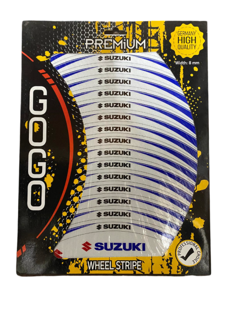 GOGO Premium Suzuki Universal Komple Jant Sticker Mavi Beyaz 2 Jant İçin